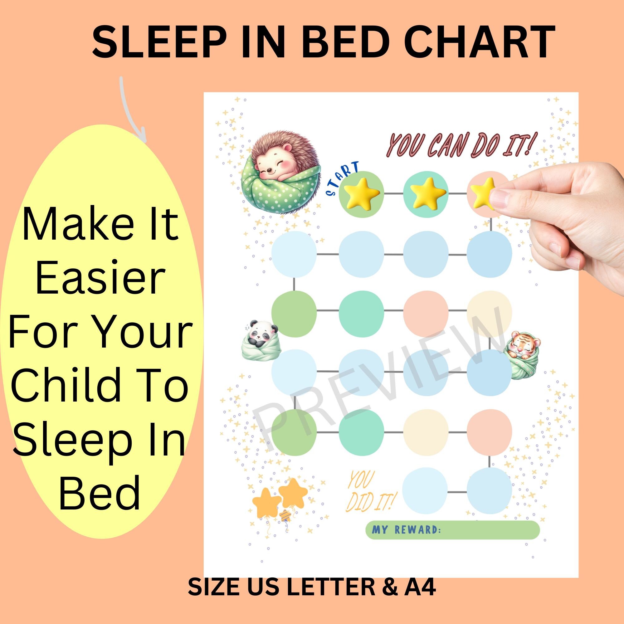 Sleep in Bed Chart/reward Chart Editable Bedtime Printable Bundle ...