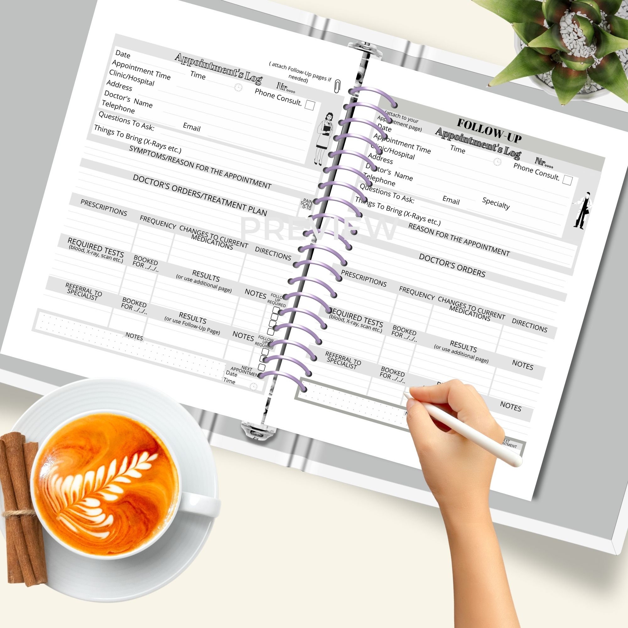 Printable Doctor Visit Form Template, Appointment Tracker, Medical ...