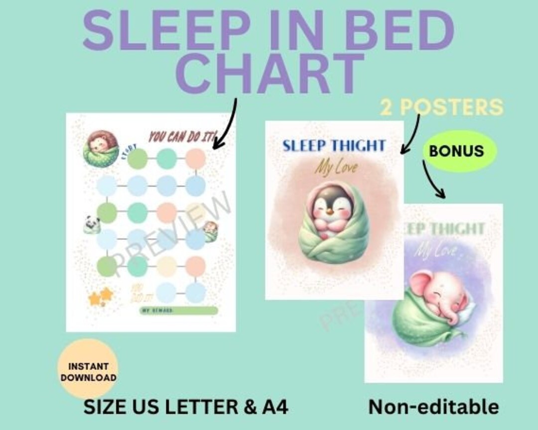Sleep in Bed Chart/reward Chart Editable Bedtime Printable Bundle ...