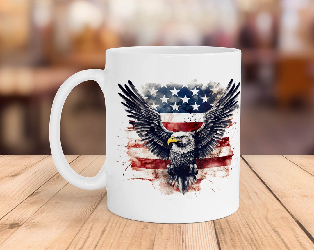 Patriotic American Eagle Mug Wrap, 11oz and 15oz Mug PNG Sublimation ...