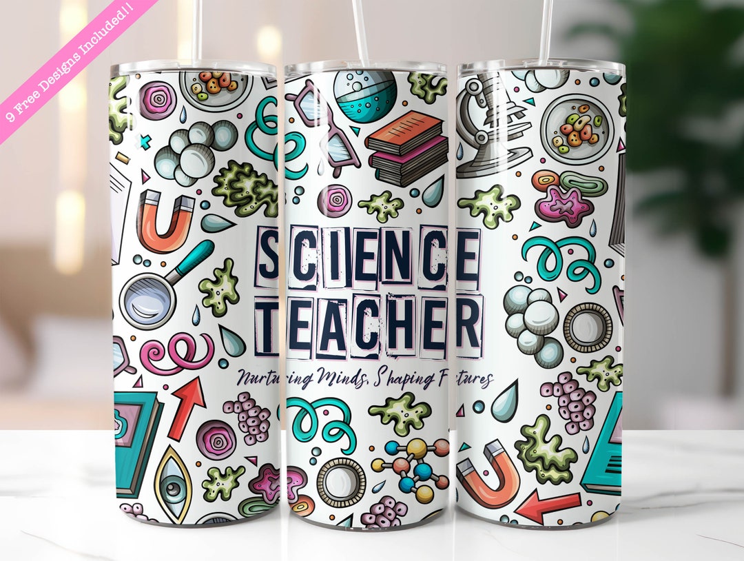 Science Teacher Tumbler Wrap: Experiment Collage Design (digital ...