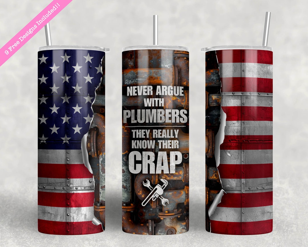 Funny Plumber Tumbler Wrap: 20 Oz Skinny Tumbler Sublimation Design ...