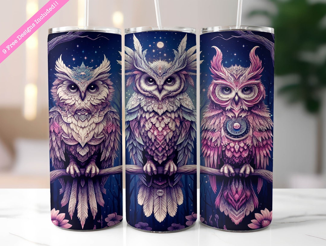 Majestic Owls Tumbler Wrap, 20 Oz Skinny Tumbler Sublimation Design ...