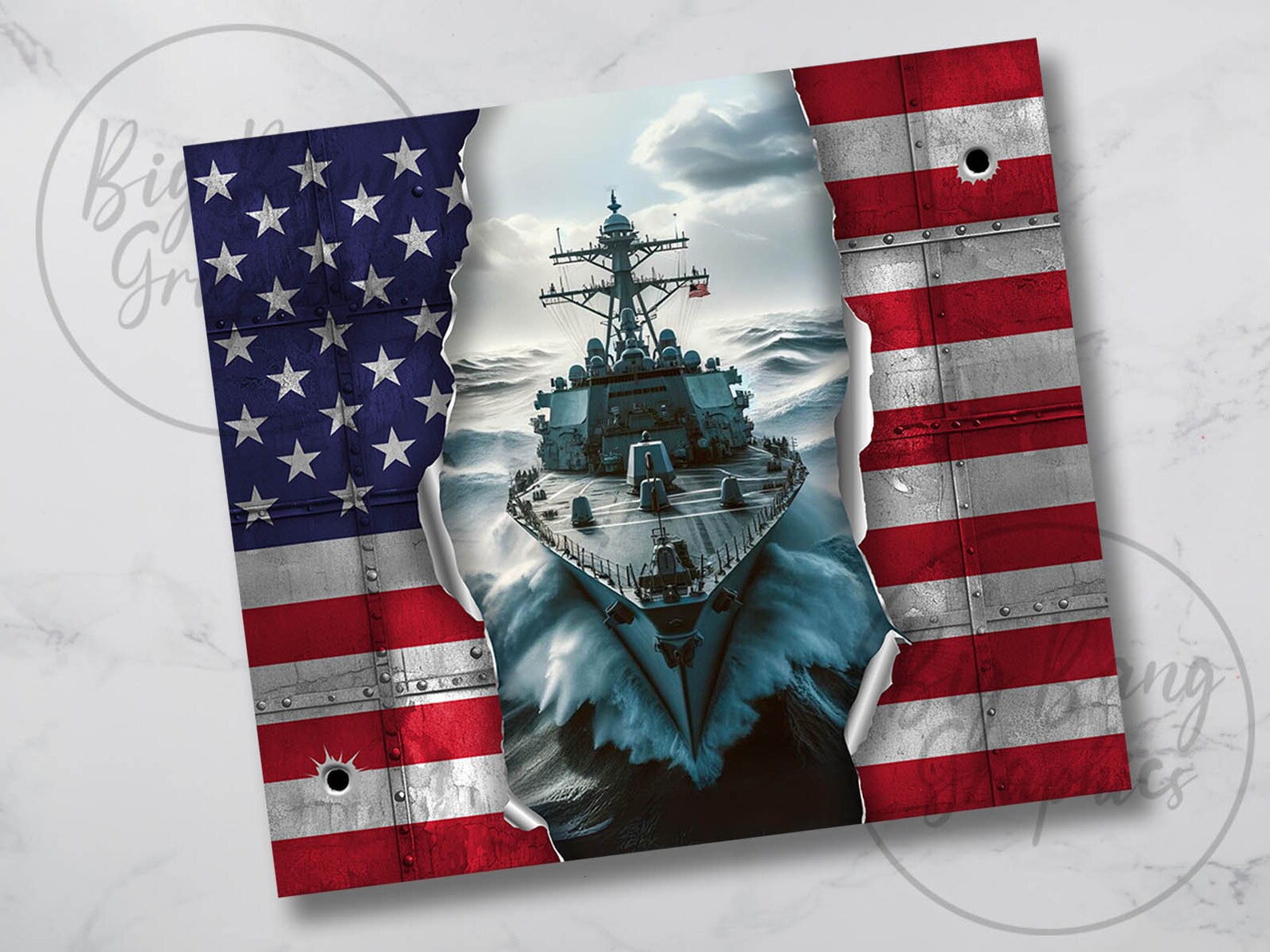 American Flag Navy Ship 20 Oz Tumbler Wrap Sublimation Design (digital ...