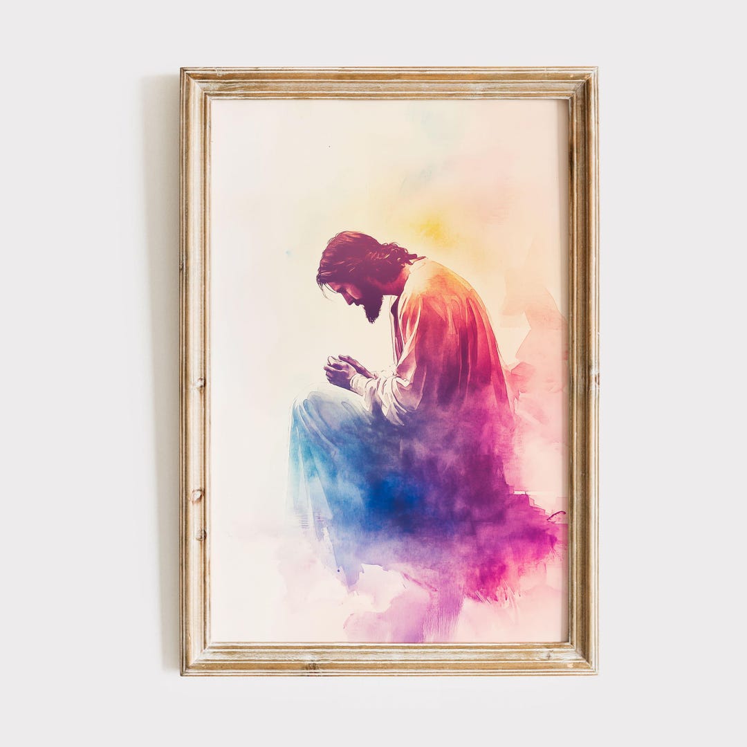Jesus Praying Christian Wall Art Print, Jesus Watercolor, LDS Art ...