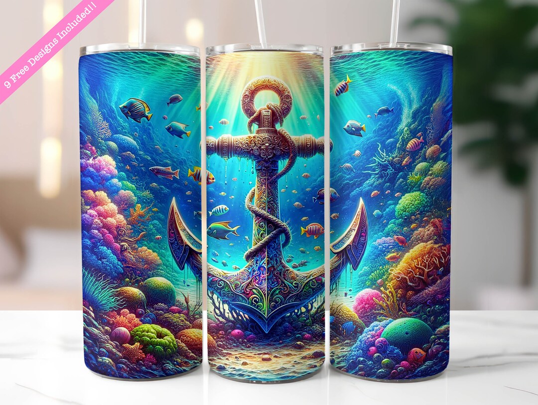 Deep Sea Anchor Tumbler Wrap: Ocean Sublimation Design (digital ...