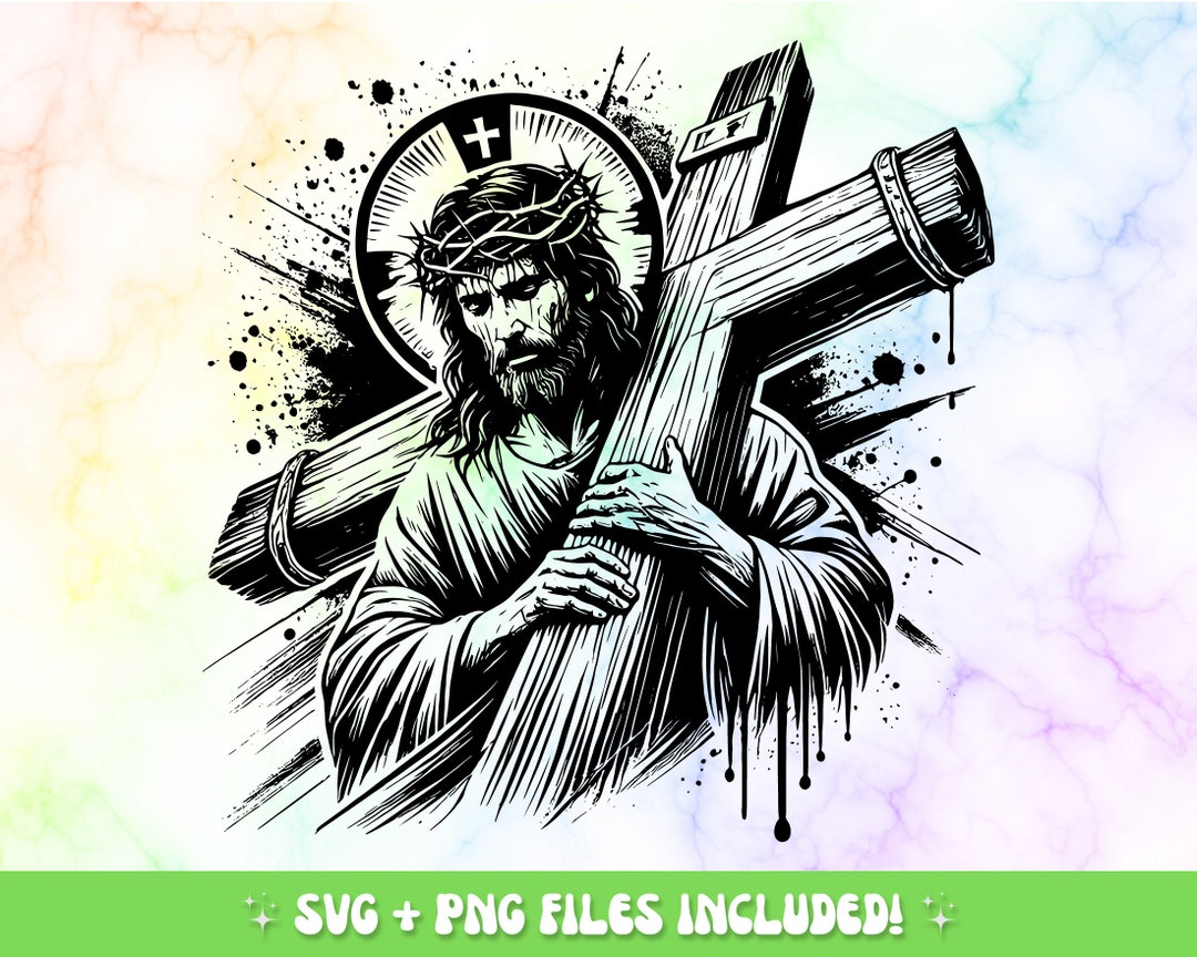 Jesus Carrying Cross SVG PNG: Christian Faith Bible Verse (digital ...