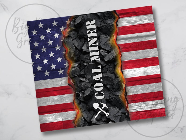 Coal Miner American Flag 20 Oz. Tumbler Wrap (digital Download PNG) - Etsy