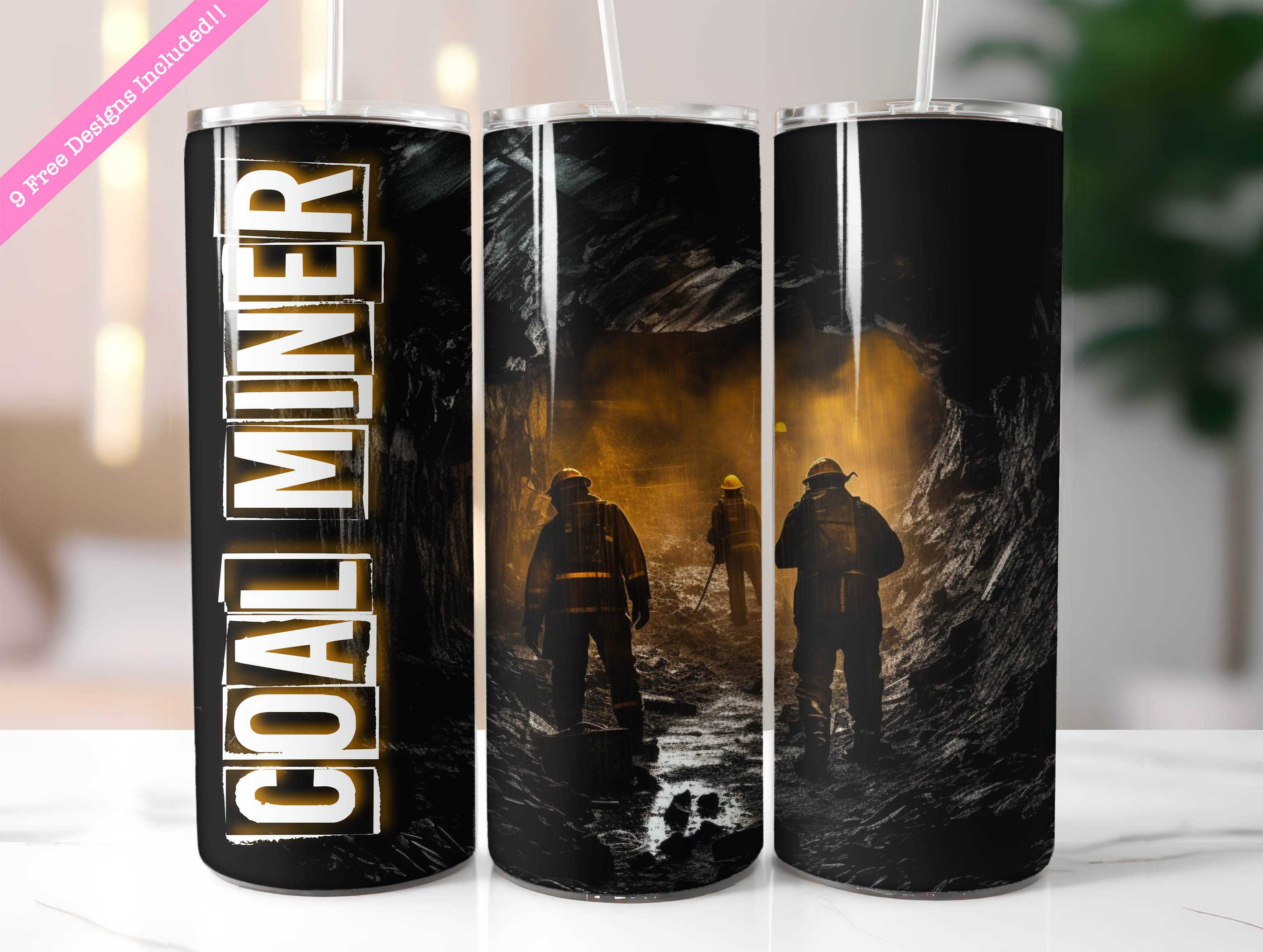 Coal Miner 20 Oz Skinny Tumbler Wrap Sublimation Design, Coal Miner ...