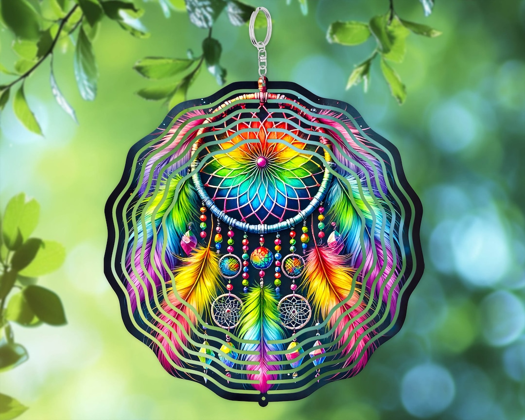 Rainbow Dreamcatcher Wind Spinner PNG Sublimation Design Template ...