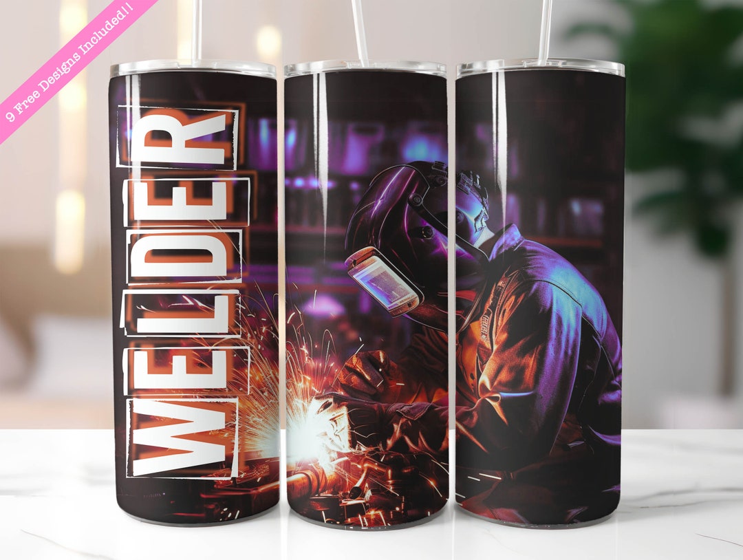 Welder 20 Oz Skinny Tumbler Wrap Sublimation Design, Welders Life, Blue ...
