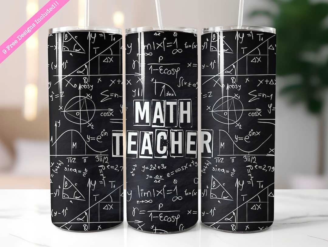 Math Teacher 20 Oz Skinny Tumbler Wrap Sublimation Design, Math ...