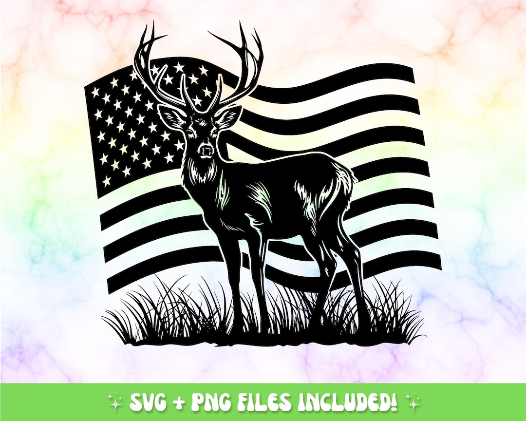 Deer Hunting American Flag SVG PNG, Deer Hunting Svg, Deer Svg, Hunting ...