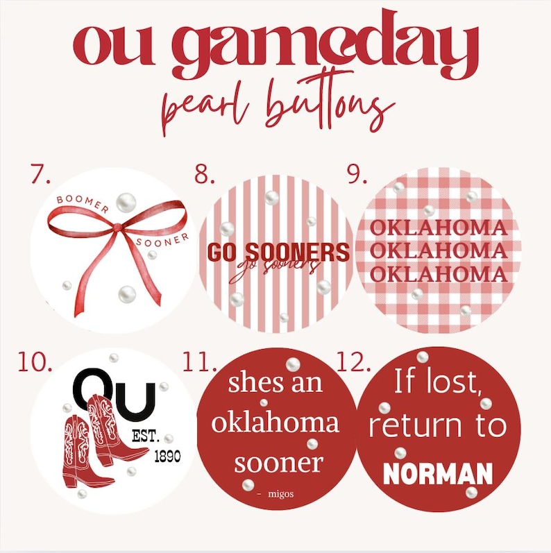 OU Pearls Gameday Pins - Etsy