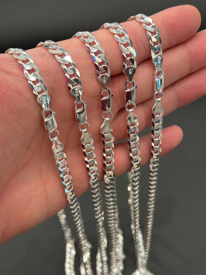 925 Sterling Silver Cuban Curb Chain Necklace for Men – Italian Silver ...