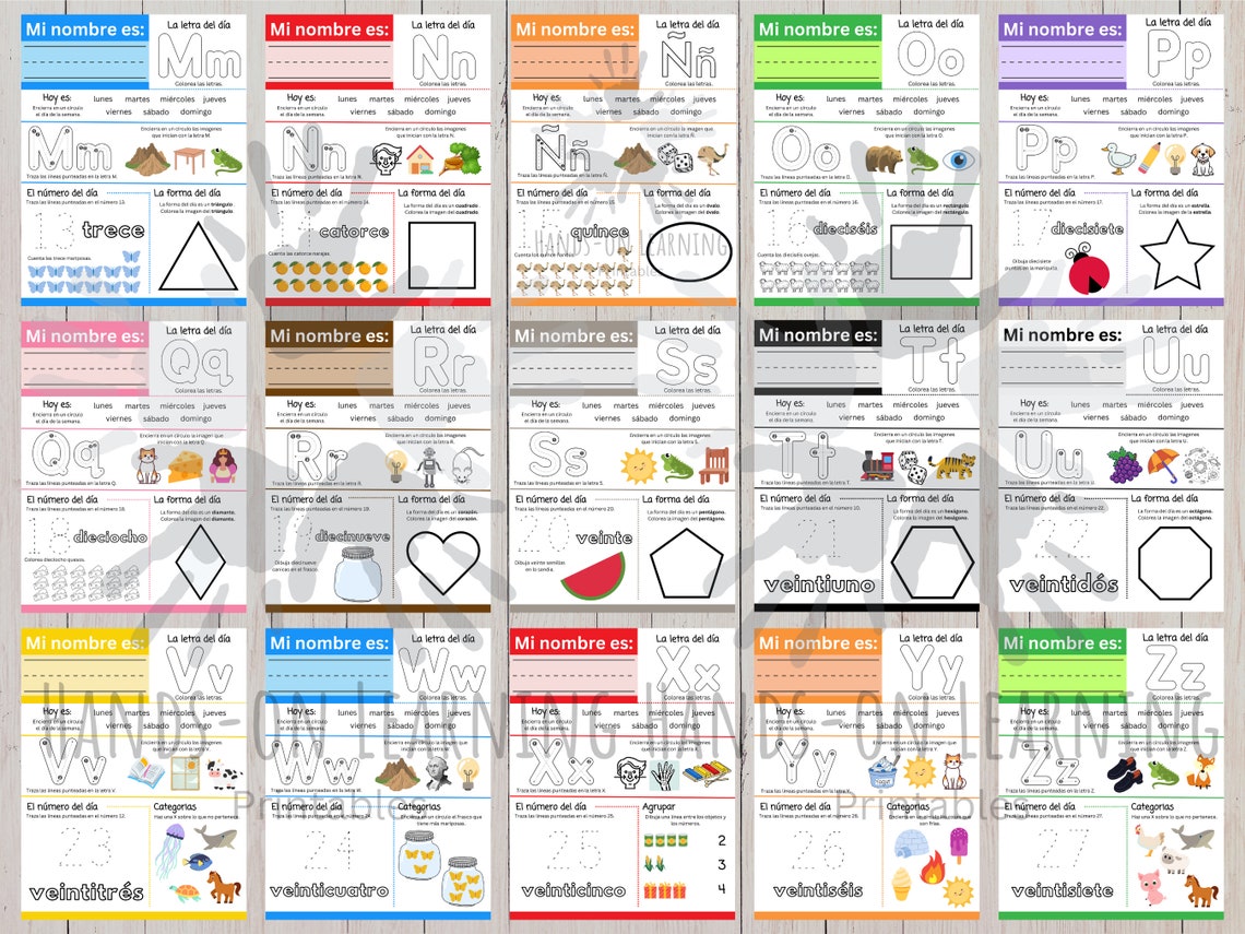Preschool & Kindergarten Morning Starters Worksheets in Spanish ...