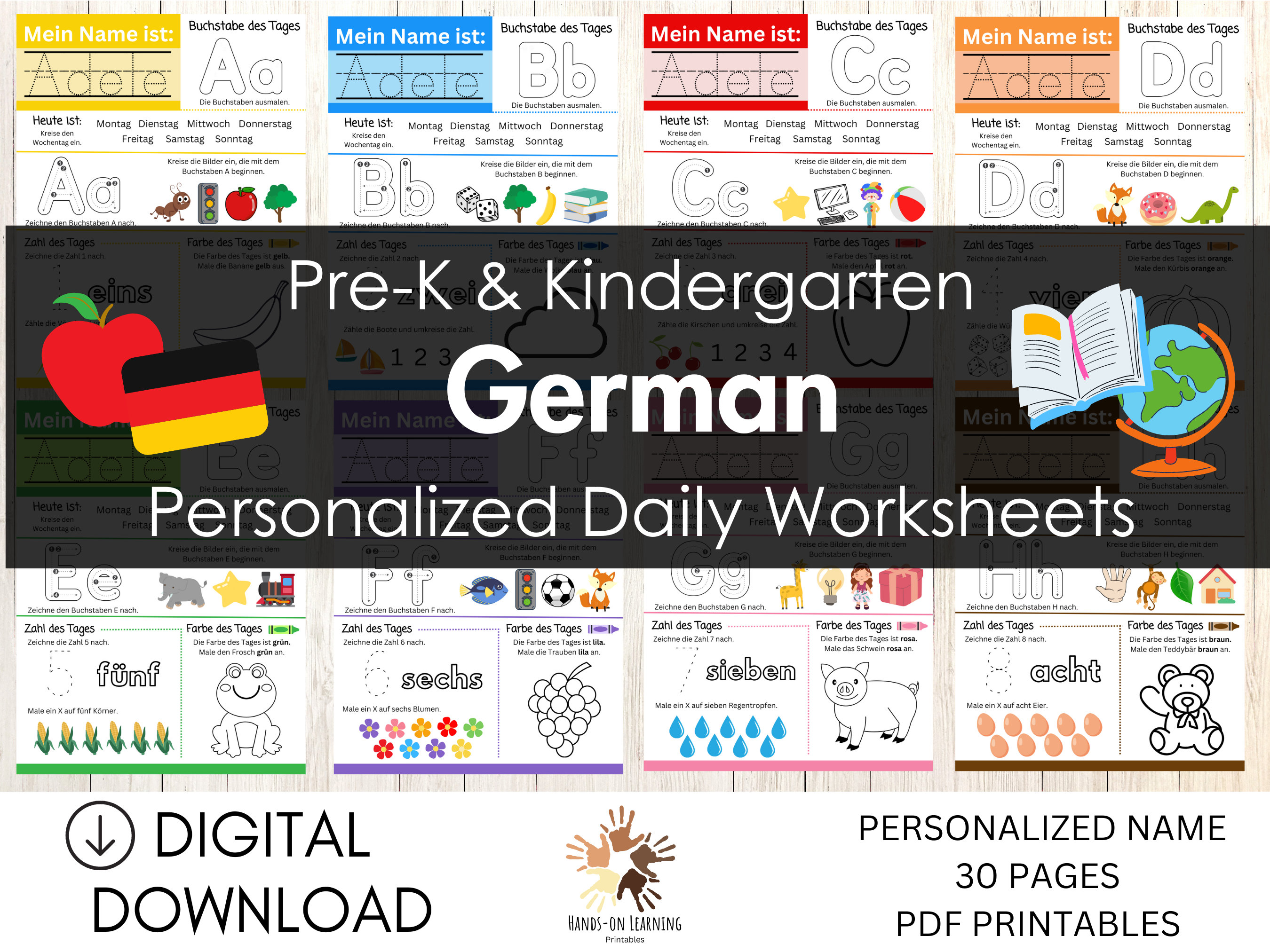 Preschool & Kindergarten Morning Starters Worksheets in German ...