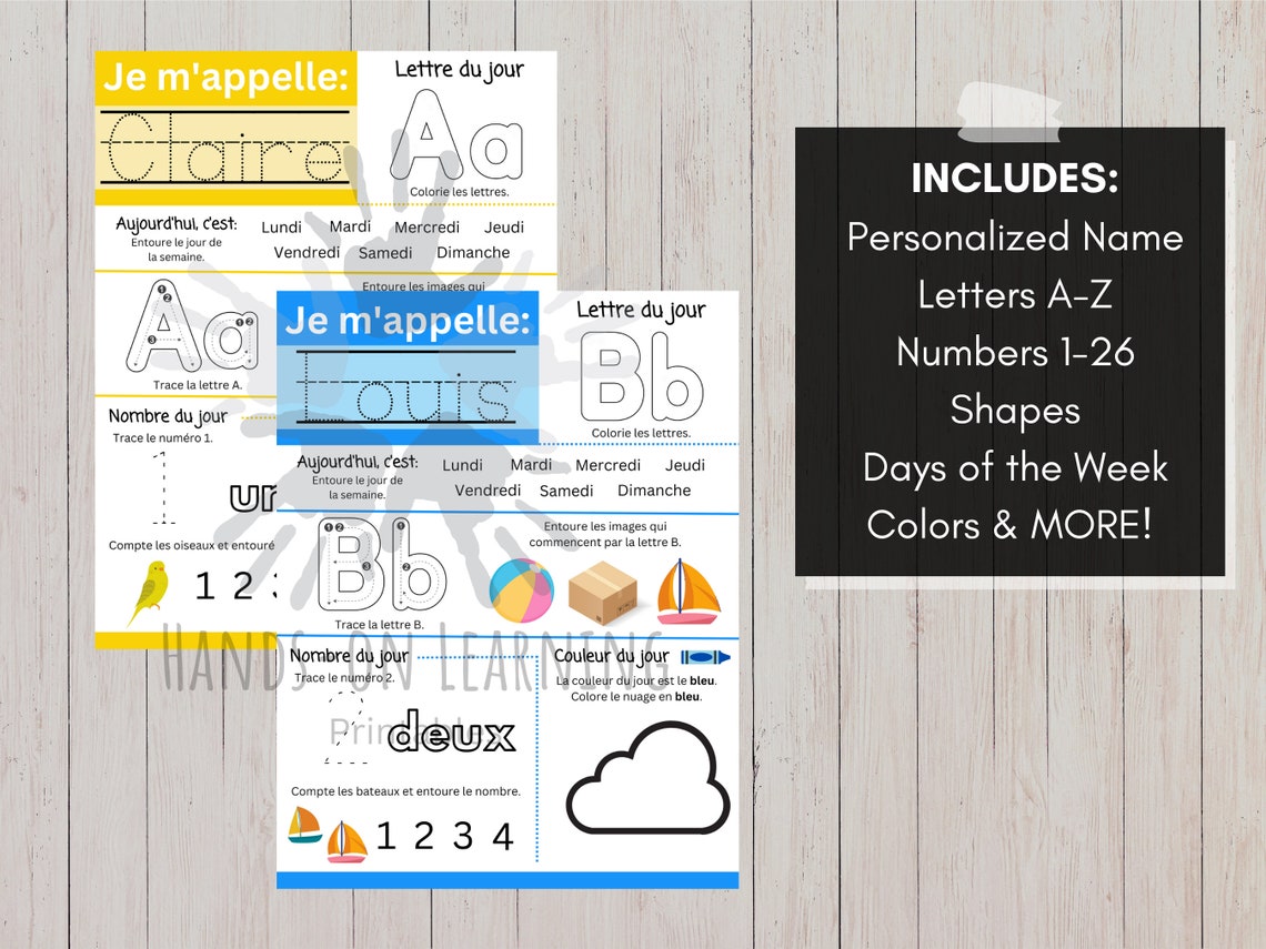 Preschool & Kindergarten Morning Starters Worksheets in French ...