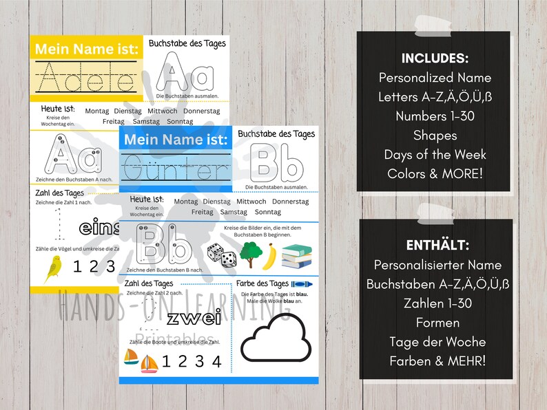 Preschool & Kindergarten Morning Starters Worksheets in German ...