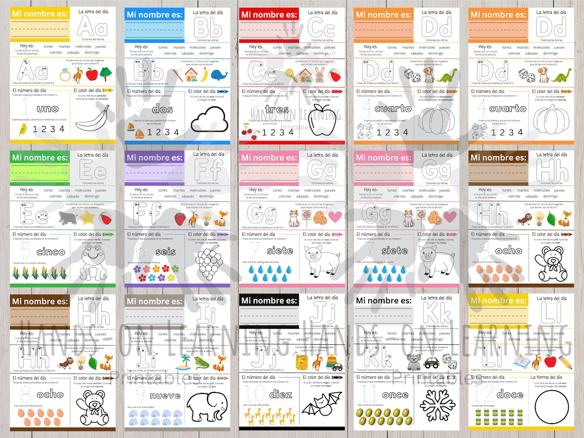 Preschool & Kindergarten Morning Starters Worksheets in Spanish ...