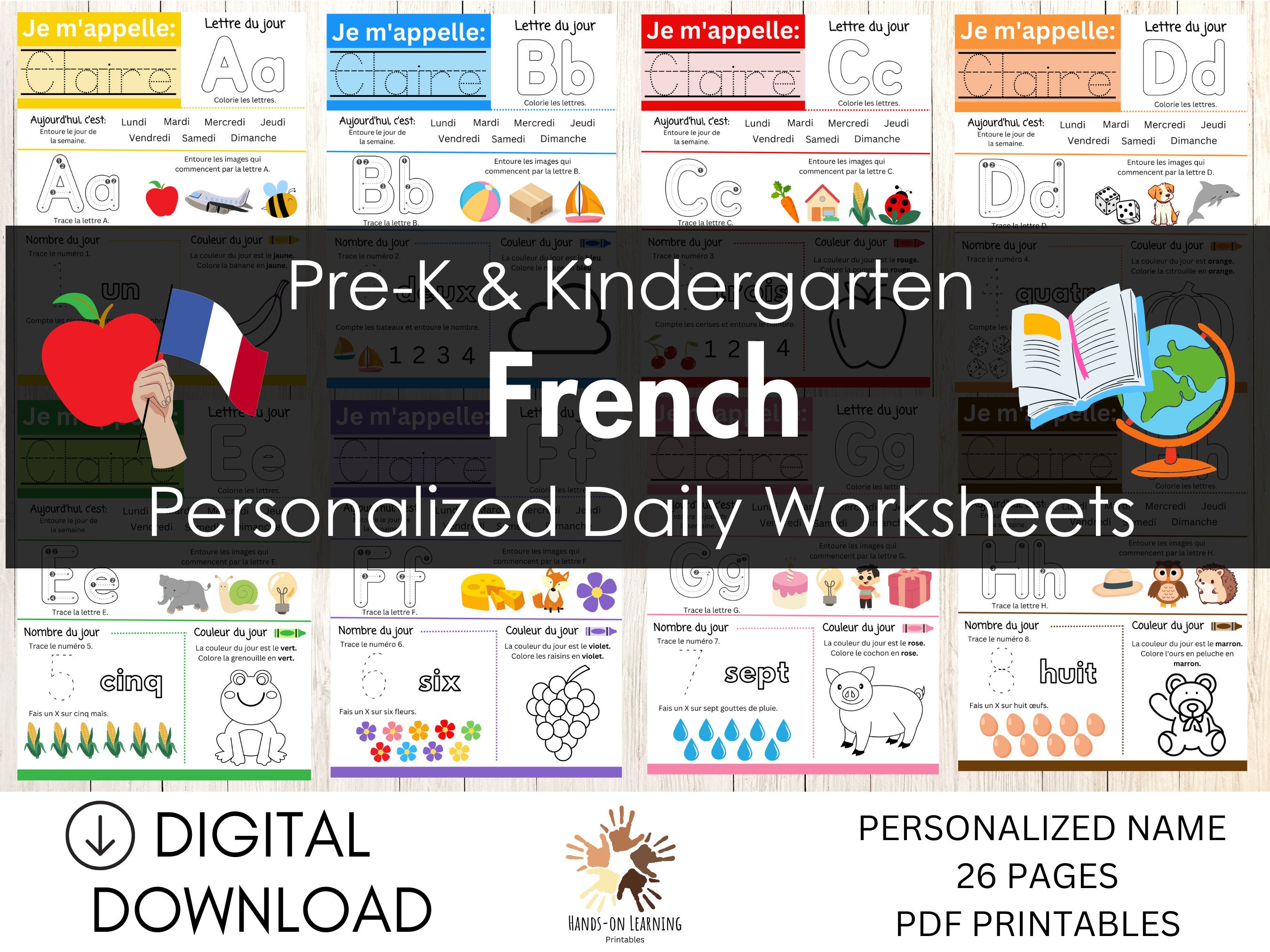 Preschool & Kindergarten Morning Starters Worksheets in French ...