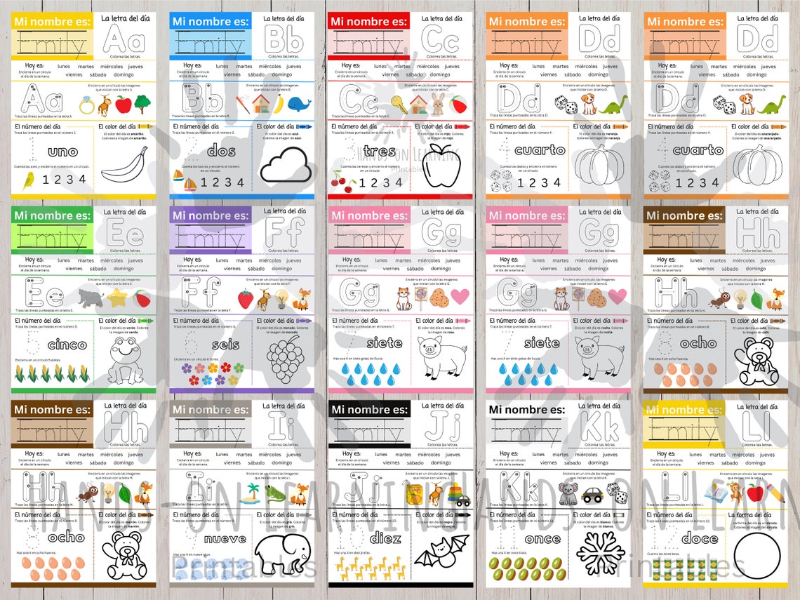 Preschool & Kindergarten Morning Starters Worksheets in Spanish ...