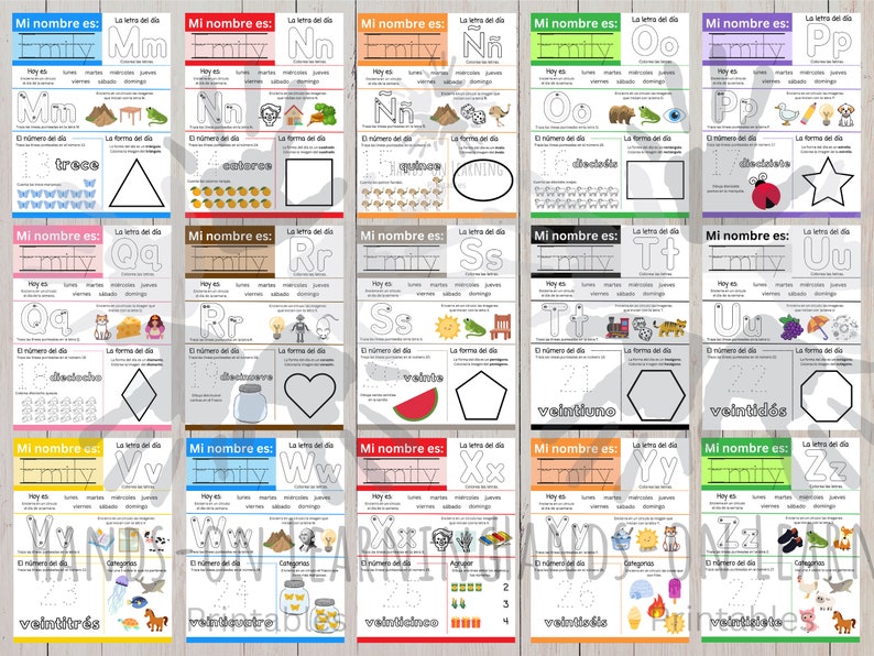 Preschool & Kindergarten Morning Starters Worksheets in Spanish ...