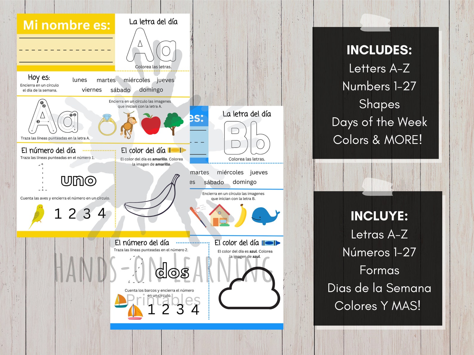 Preschool & Kindergarten Morning Starters Worksheets in Spanish ...
