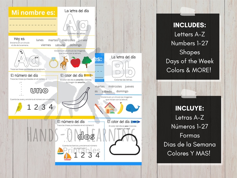 Preschool & Kindergarten Morning Starters Worksheets in Spanish ...
