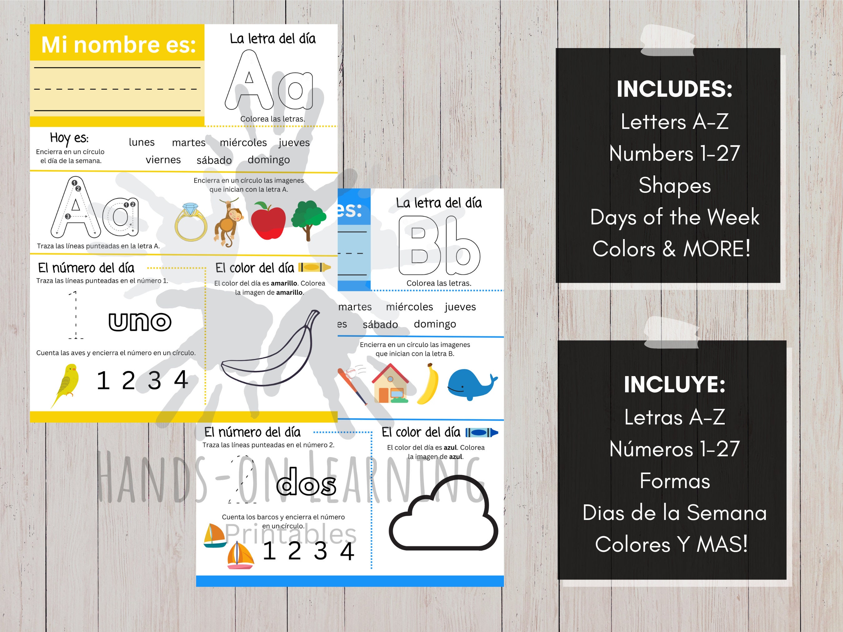 Preschool & Kindergarten Morning Starters Worksheets in Spanish ...