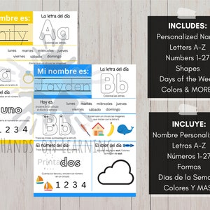 Preschool & Kindergarten Morning Starters Worksheets in Spanish ...