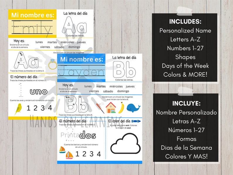 Preschool & Kindergarten Morning Starters Worksheets in Spanish ...