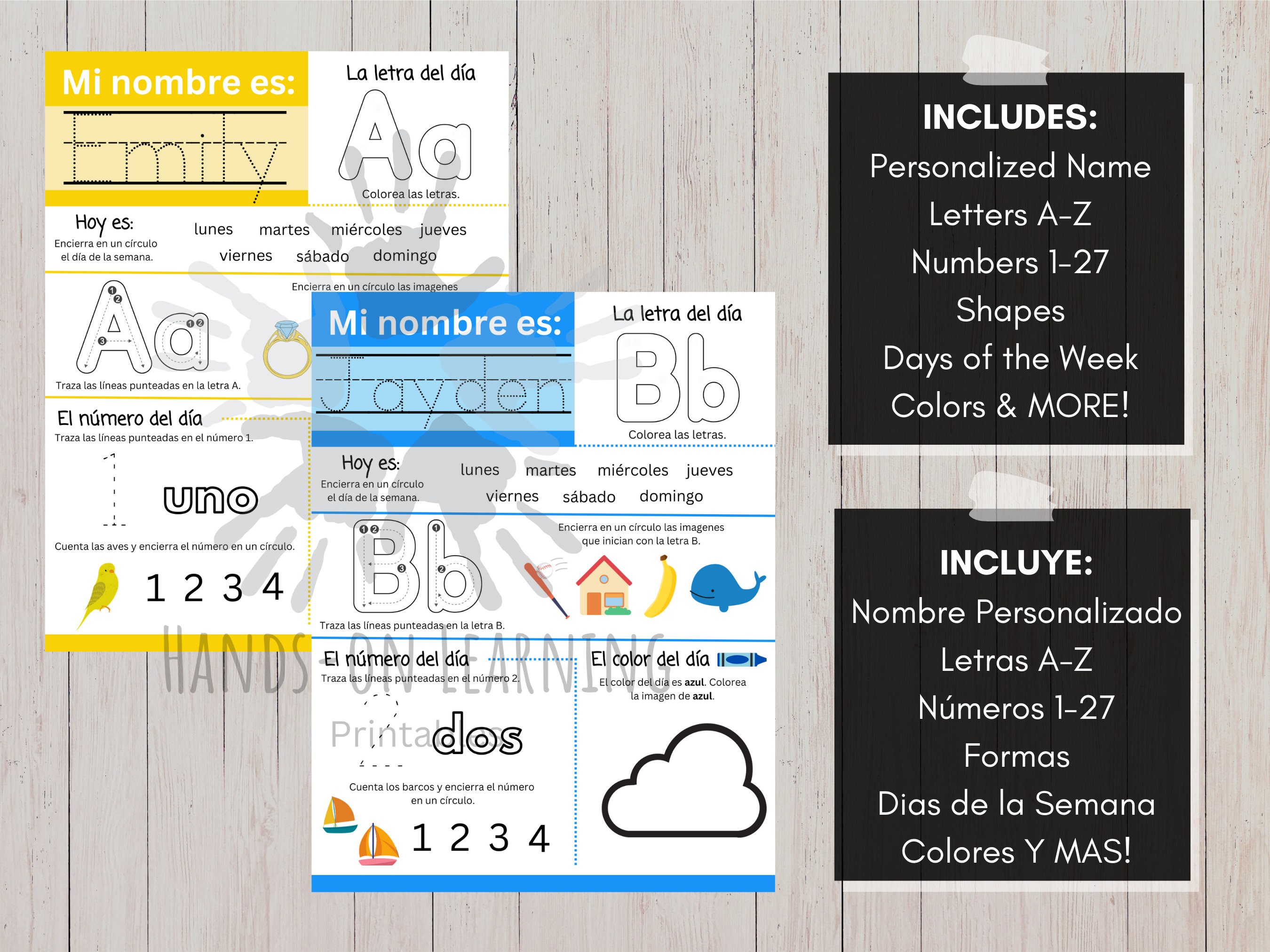 Preschool & Kindergarten Morning Starters Worksheets in Spanish ...