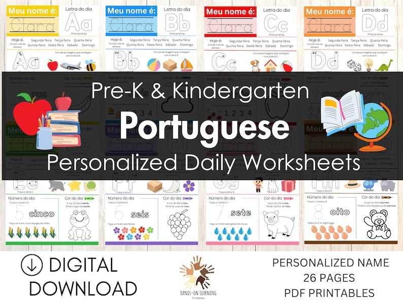 Preschool & Kindergarten Morning Starters Worksheets in Portuguese ...