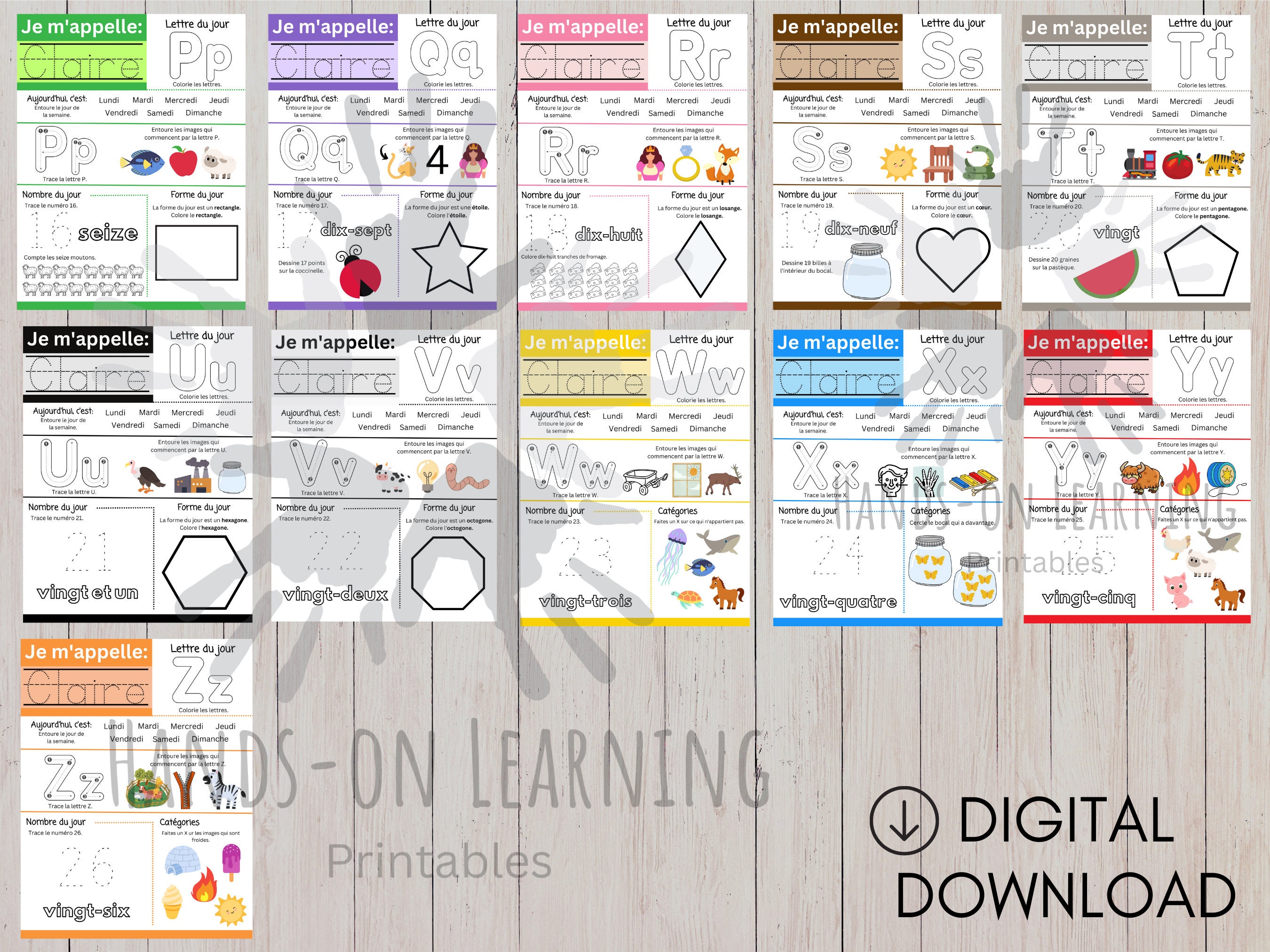 Preschool & Kindergarten Morning Starters Worksheets in French ...