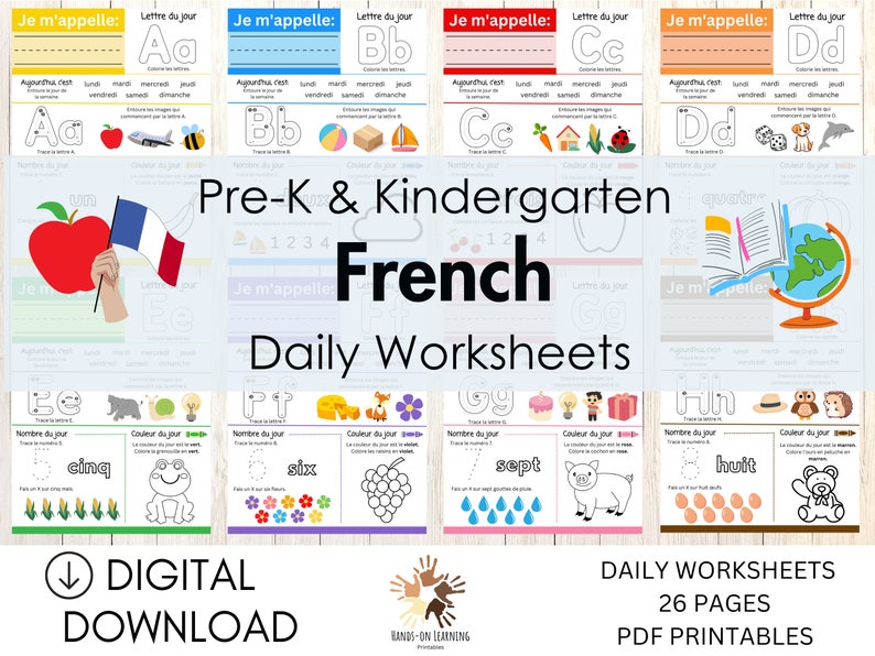 Preschool & Kindergarten Morning Starters Worksheets in French ...
