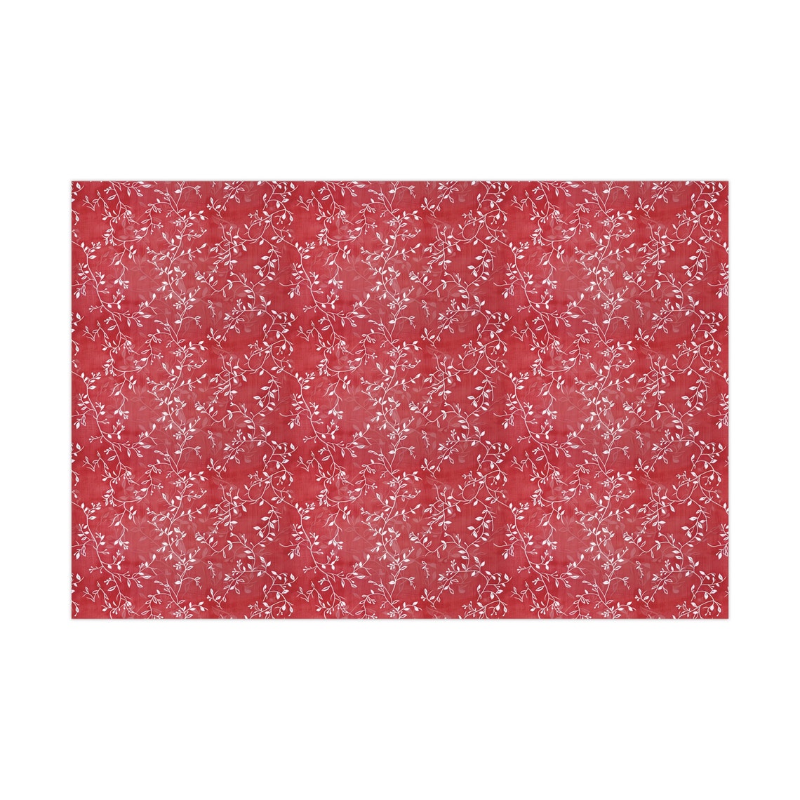 Crimson and White Vines Gift Wrap, Red and White Wrapping Paper ...