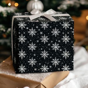 Black and White Snowflake Wrapping Paper, Christmas Gift Wrap, Holiday ...
