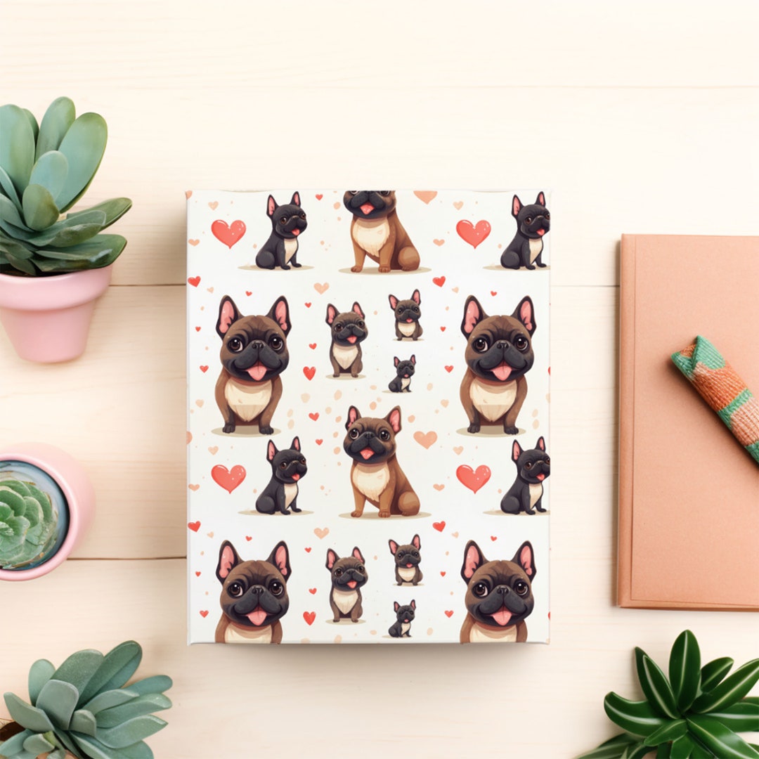 Cute French Bulldogs Wrapping Paper, Christmas Gift Wrap, Birthday Gift ...