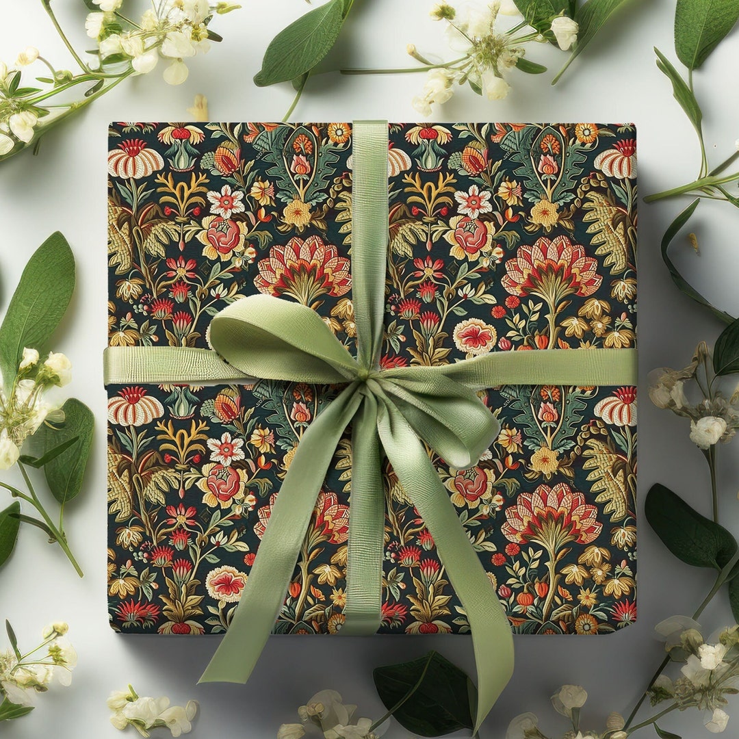 Vintage French Textile Inspired Wrapping Paper #3, Christmas Gift Wrap ...