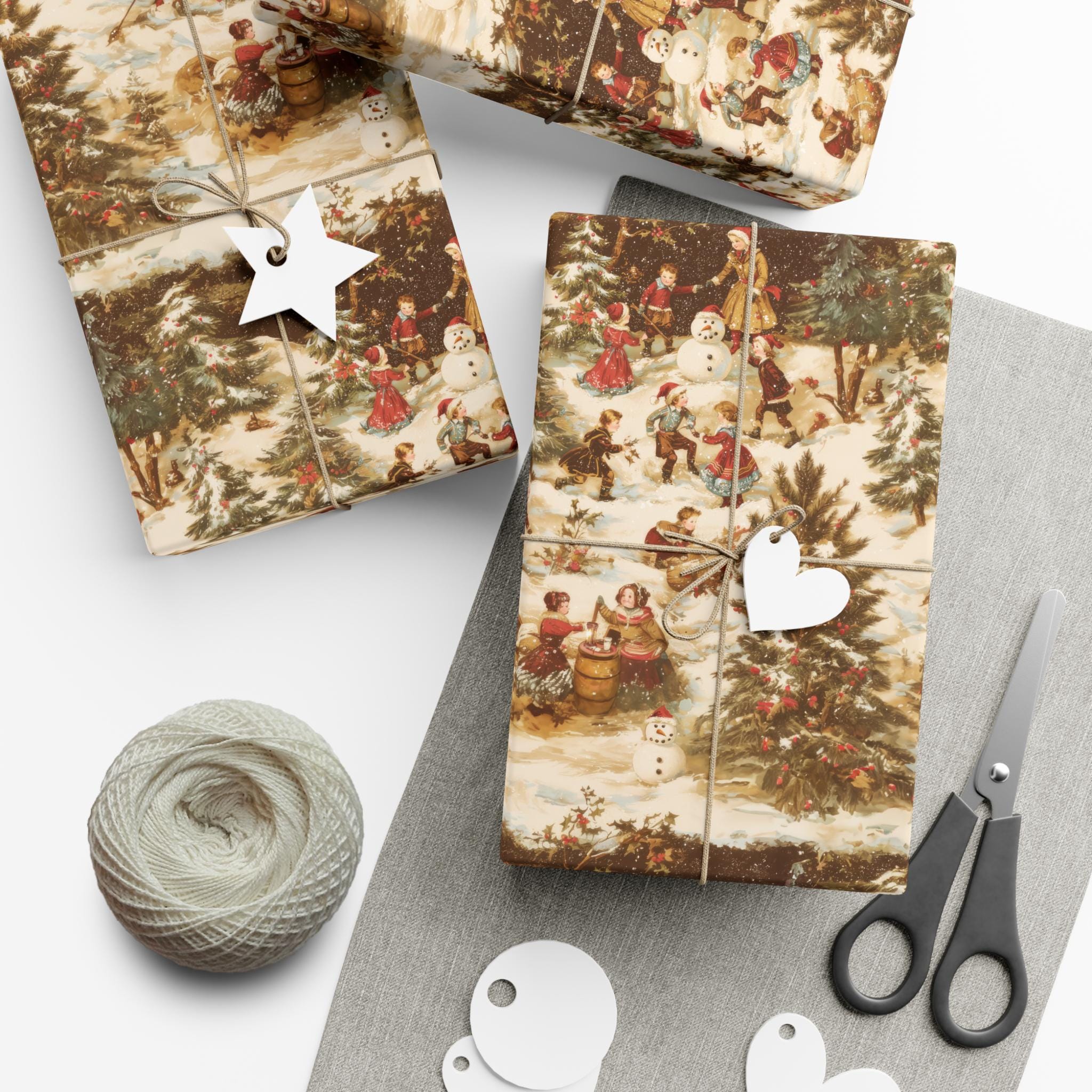 Vintage Victorian Christmas Children Gift Wrap SEPIA TONE, Christmas ...