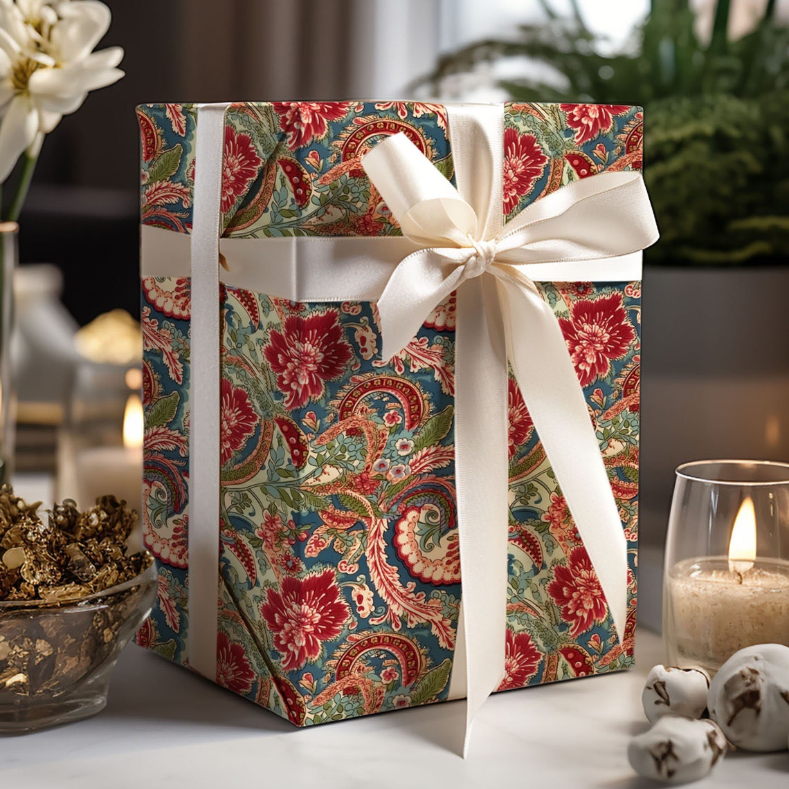 Vibrant Paisley Delight Gift Wrap, Vintage Textile Inspired Gift Wrap ...
