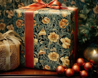 Yellow Vintage Christmas Wrapping Paper - Etsy