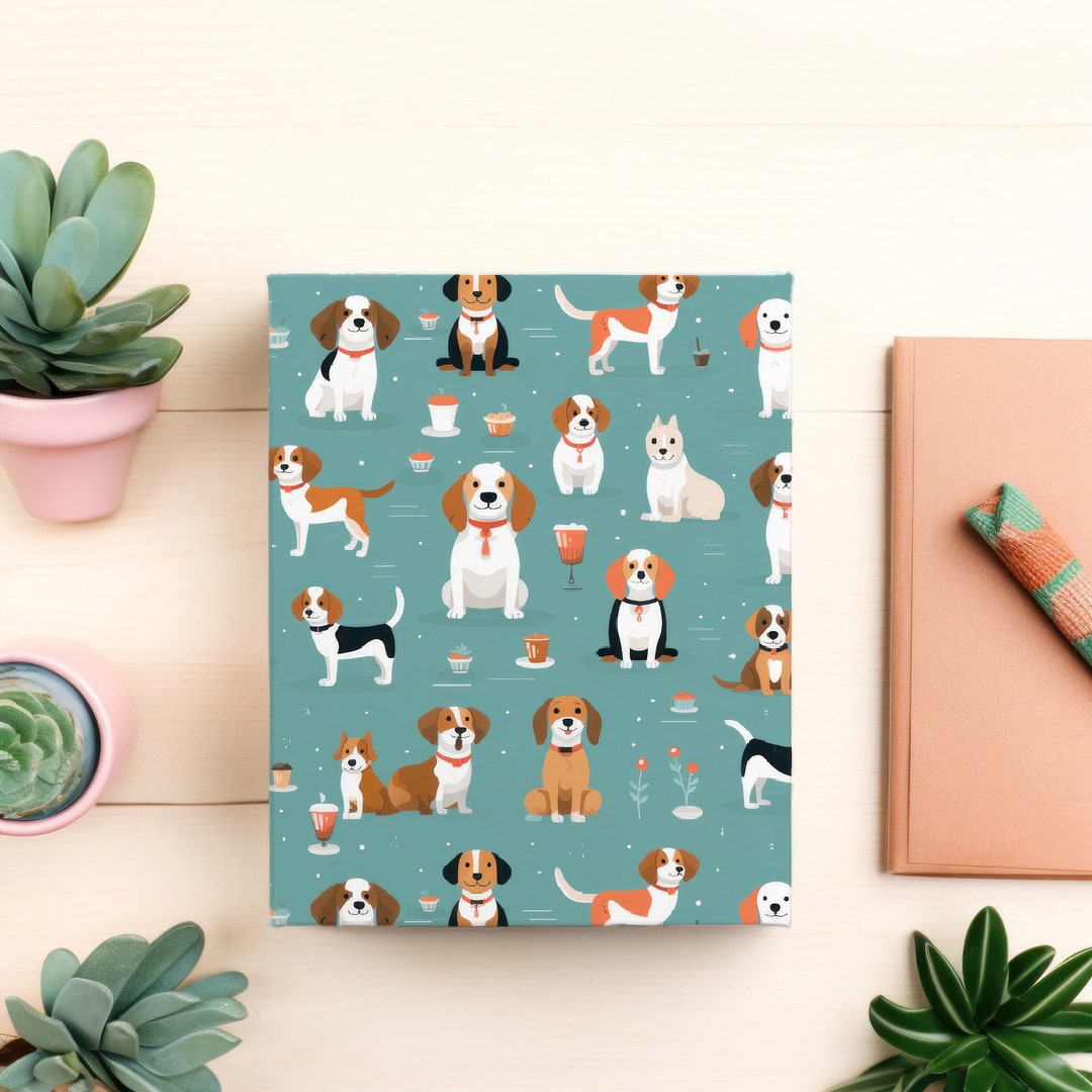 Whimsical Dog Birthday Wrapping Paper, Beagles Gift Wrap, Birthday Gift ...