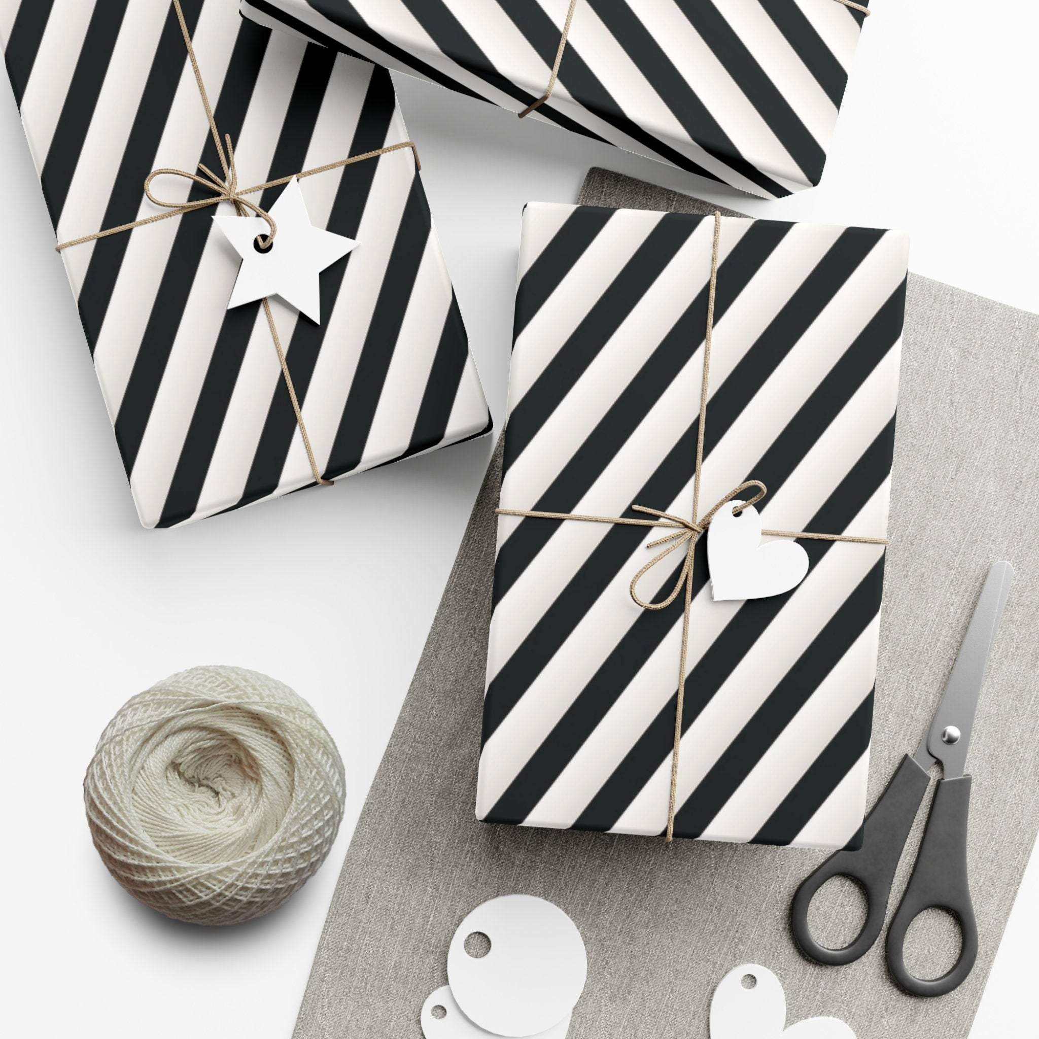 Eco-friendly Black and White Diagonal Pinstripe Wrapping Paper ...