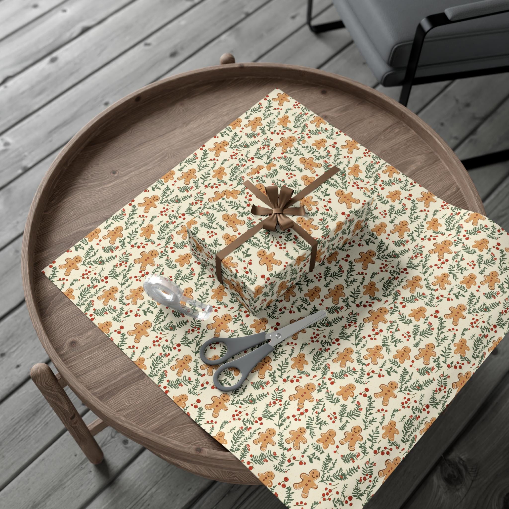 Nostalgic Vintage Gingerbread Man Gift Wrap, Christmas Gift Wrap ...