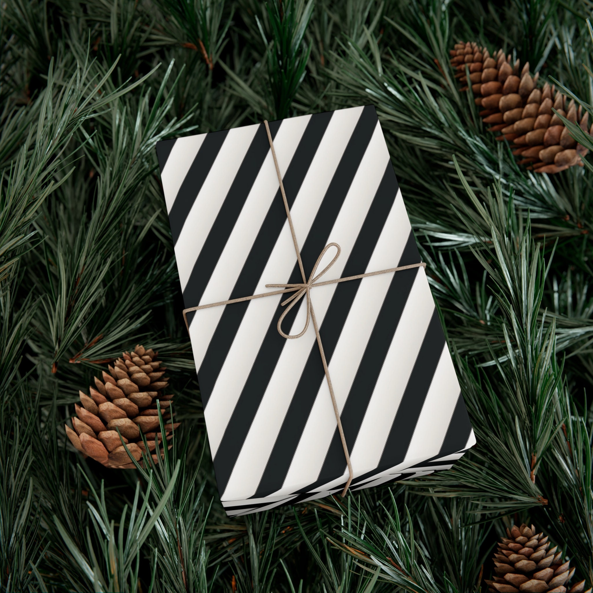 Eco-friendly Black and White Diagonal Pinstripe Wrapping Paper ...