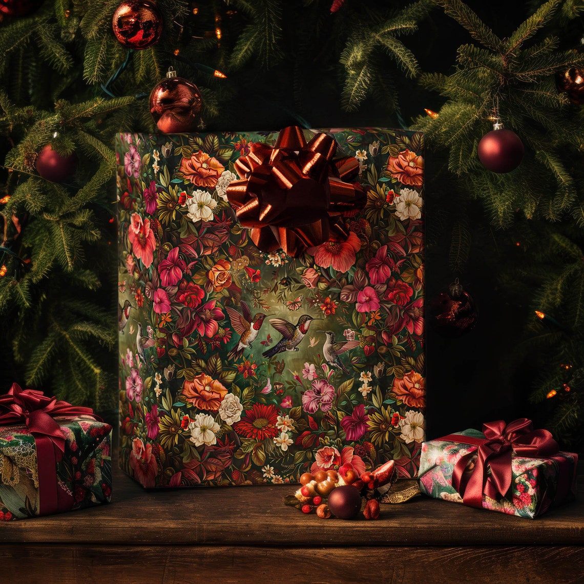 Enchanted Hummingbird Garden Wrapping Paper, Mother's Day, Valentine's ...