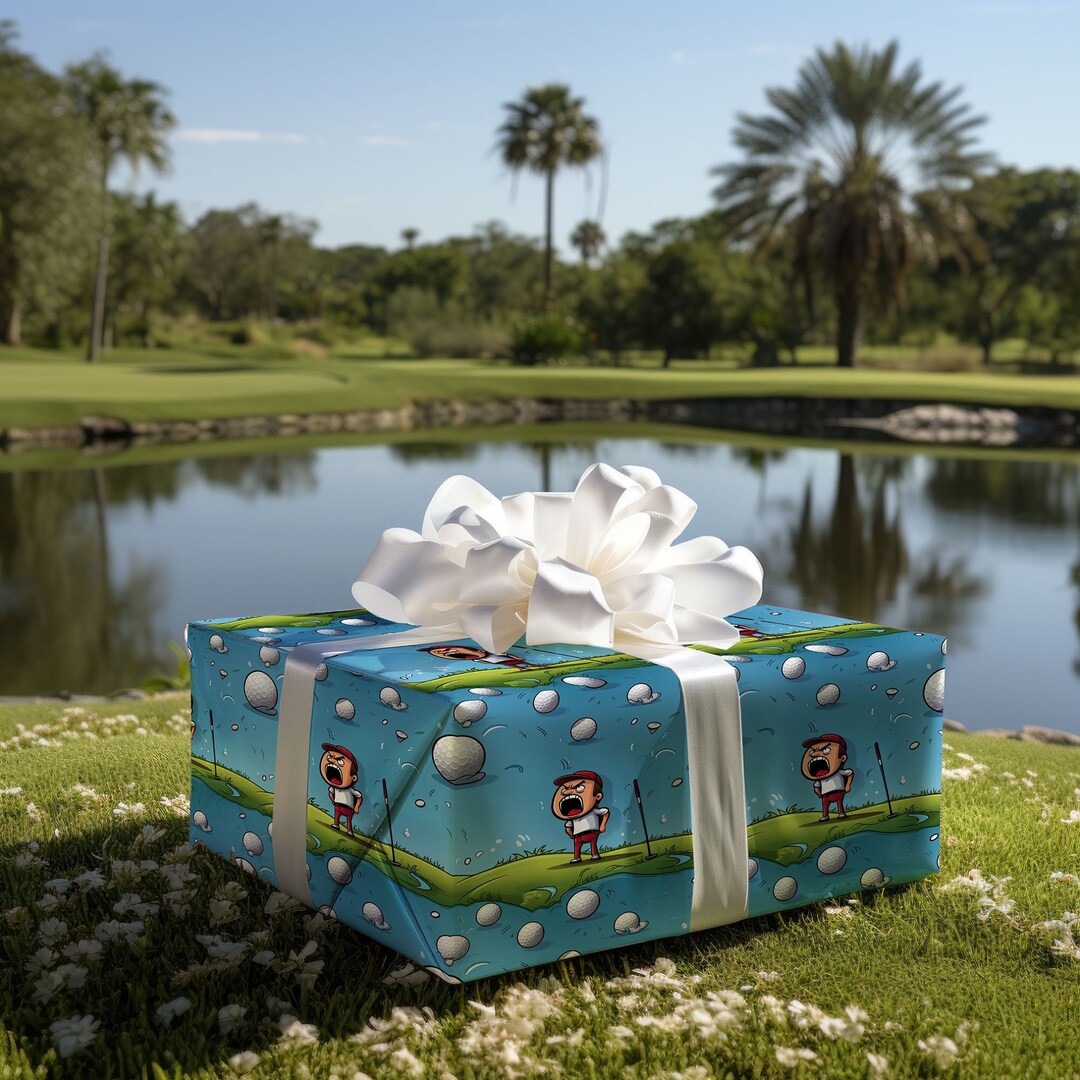 Angry Golfer Wrapping Paper, Golf Frustration Gift Wrap, Birthday Gift ...