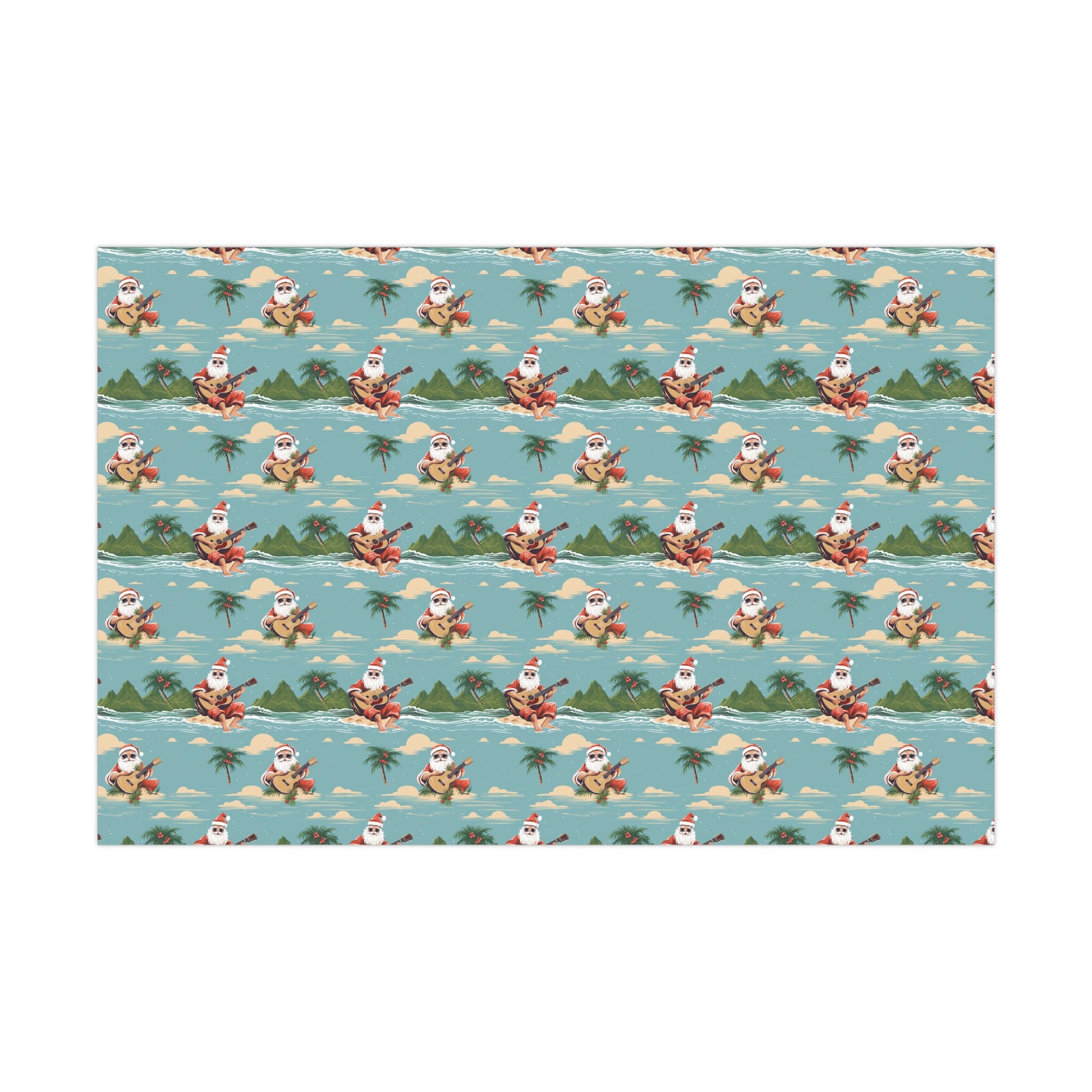 Santa's Tropical Island Serenade Wrapping Paper, Musical Santa Gift ...